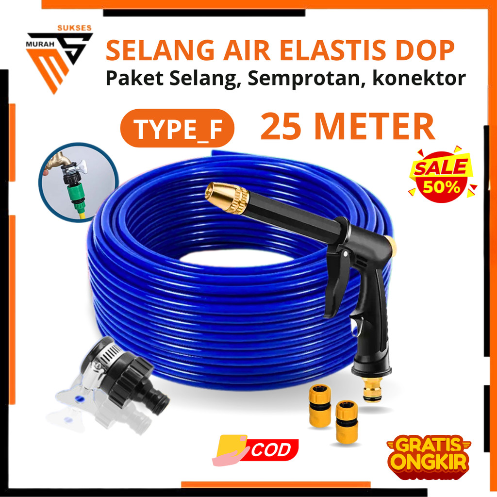 Jual 1 PAKET SEMPROTAN SELANG AIR FLEKSIBEL 25 METER 1 ROL JET SPRAY ...