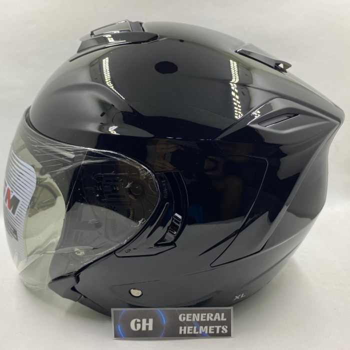 Jual HELM GM FURY SOLID BLACK GLOSSY DOUBLE VISOR HALF FACE | Shopee ...