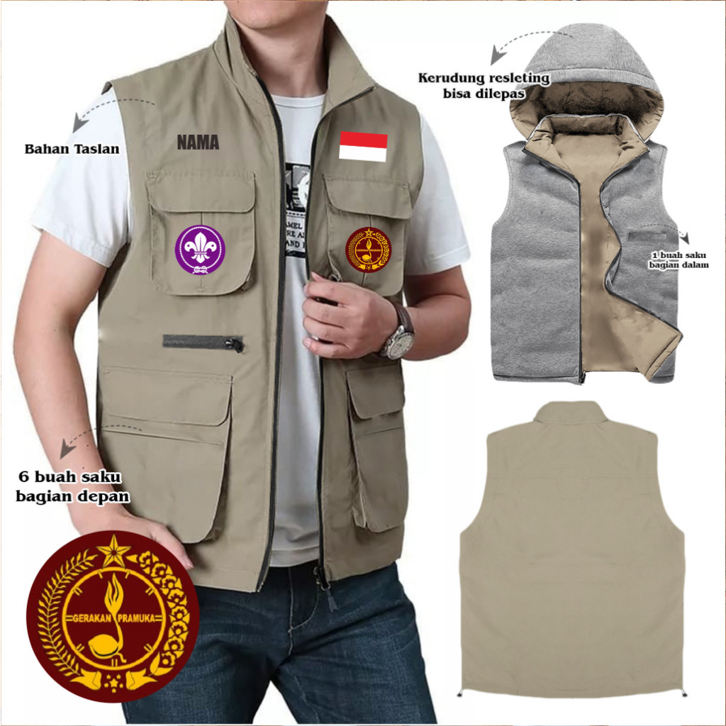 Jual BOSS JAKET ROMPI PRAMUKA PEMBINA ROMPI SCOUT CUSTOM SABLON NAMA ...