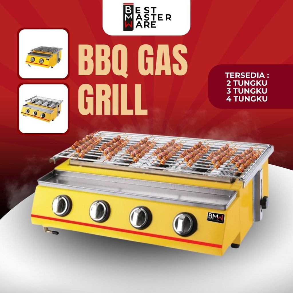 Jual Kompor Gas Panggangan Sosis Sate 2, 3, 4 Tungku BBQ Grill Anti ...