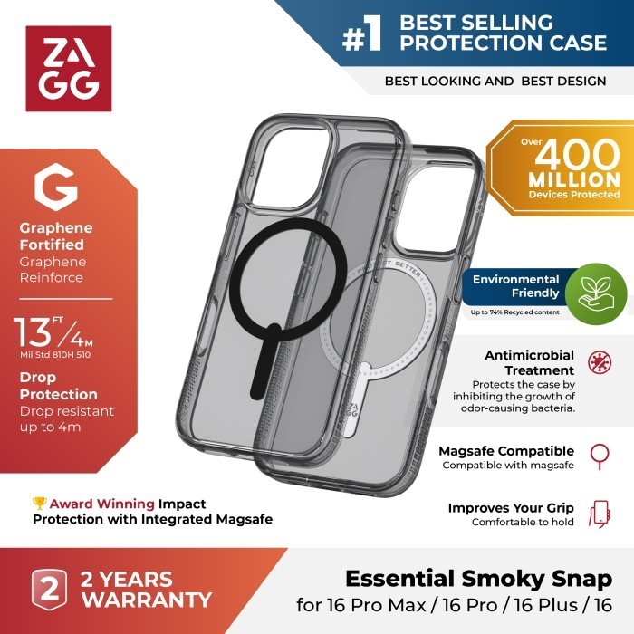 Jual ZAGG Essential Smoky Snap Magsafe Case iPhone 16 Pro Max Casing Cover | Shopee Indonesia