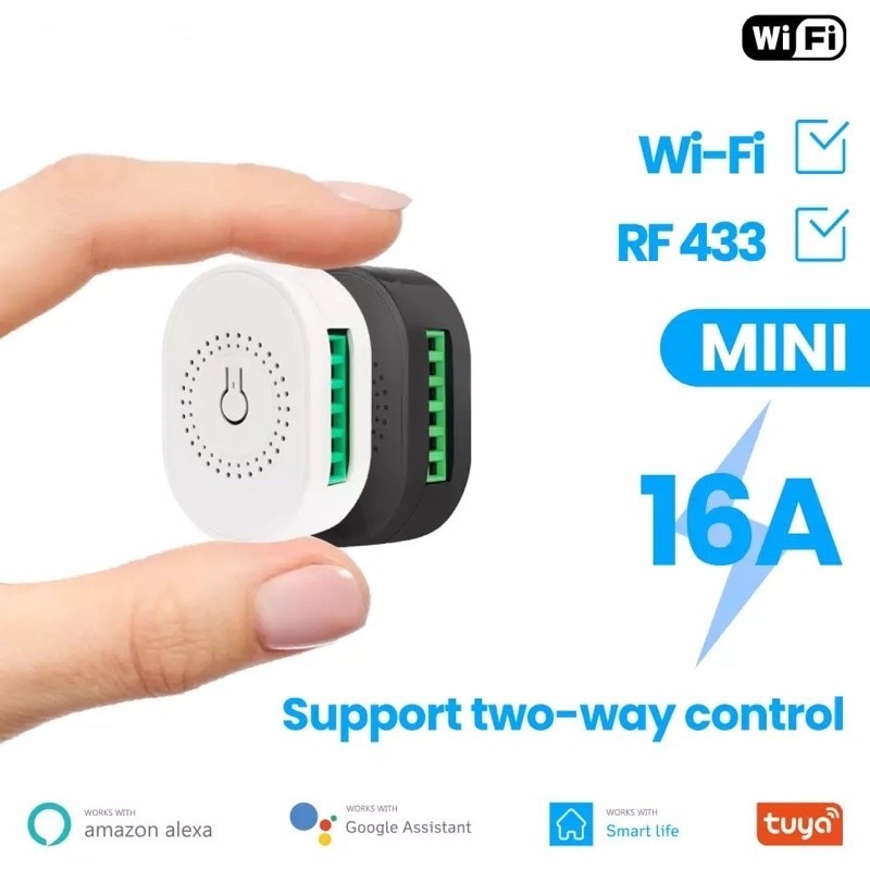 Jual Wifi + RF 433 Mhz Mini Smart Switch Wifi 2Way On-Off Breaker TMW402-16A-W IOS Android ...