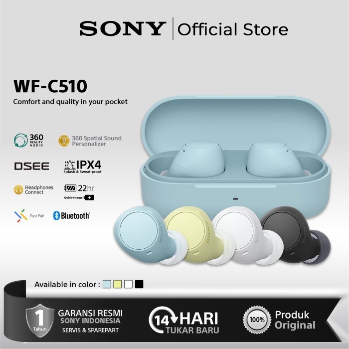 Jual Sony WF-C510 WFC510 WF C510 TWS Truly Wireless Earphone Bluetooth ...