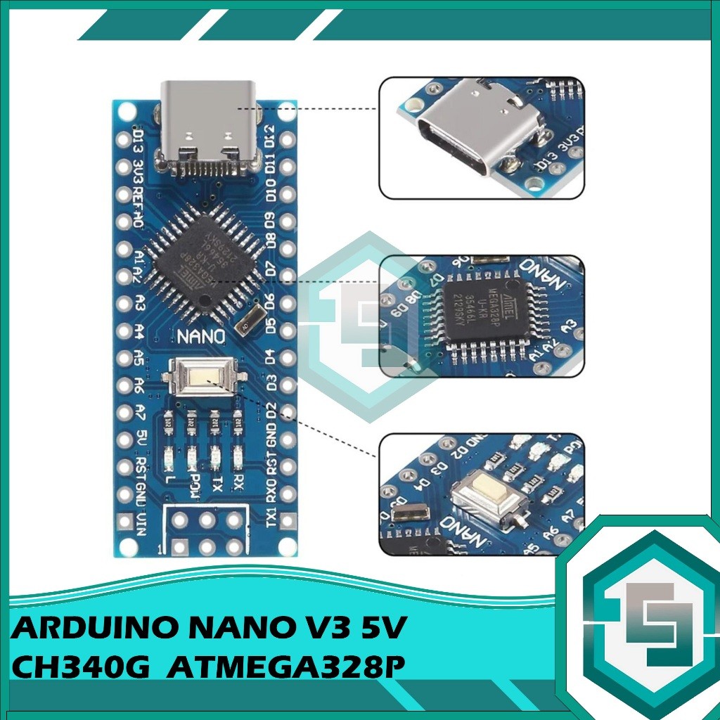 Jual Arduino Nano V3 ATmega328P CH340G 5V Board USB Type-C | Shopee Indonesia