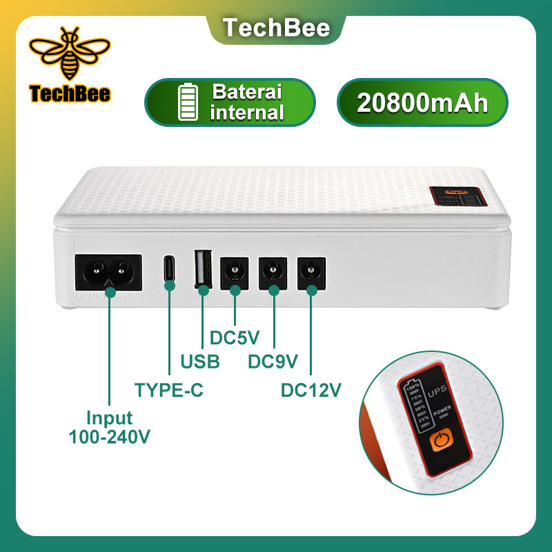 Jual UPS MINI UPS 12V/9V/5V USB Type-c 20800mAh ROUTER CCTV 2A KAMERA ...