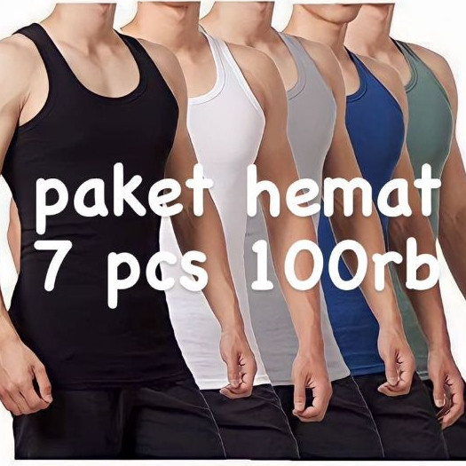 Jual Paket Hemat Singlet Pria 7 PCS | Kaos Dalam Pria Polos | Tanktop ...