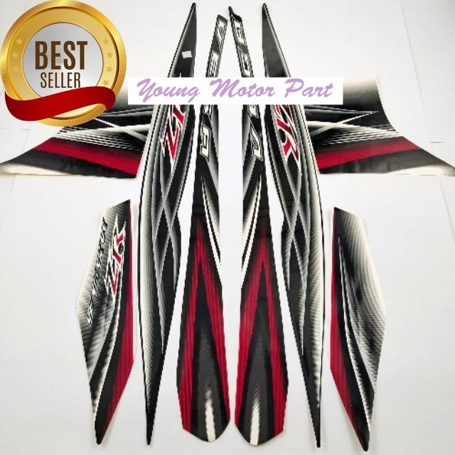 Jual Striping stiker polet Yamaha Vega zr 2012 2013 hitam putih body ...