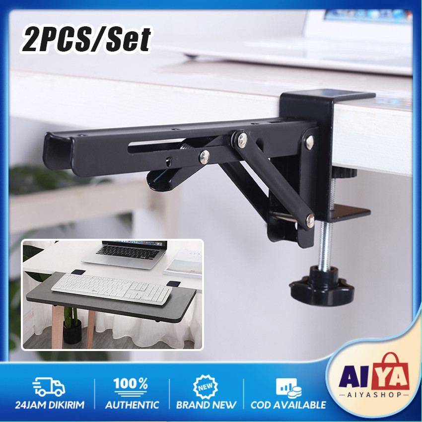 Jual 2Pcs Bracket Jepit Meja Deskmount Underdesk Keyboard Bracket Desk ...