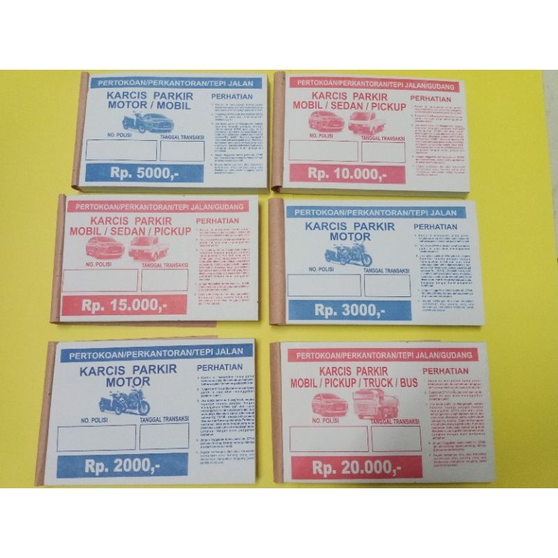 Jual KARCIS PARKIR MOTOR/MOBIL PERTOKOAN/PERGUDANGAN/PERKANTORAN ...