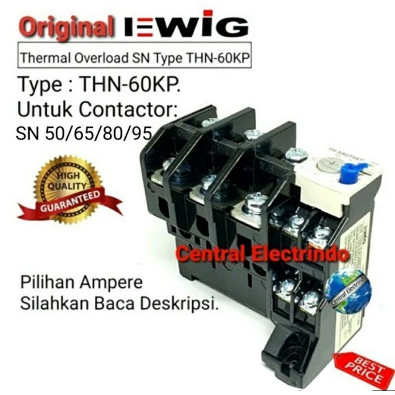 Jual Thermal Overload THK/THN-60KP EWIG Untuk Kontaktor SN-50/65/80/95 ...