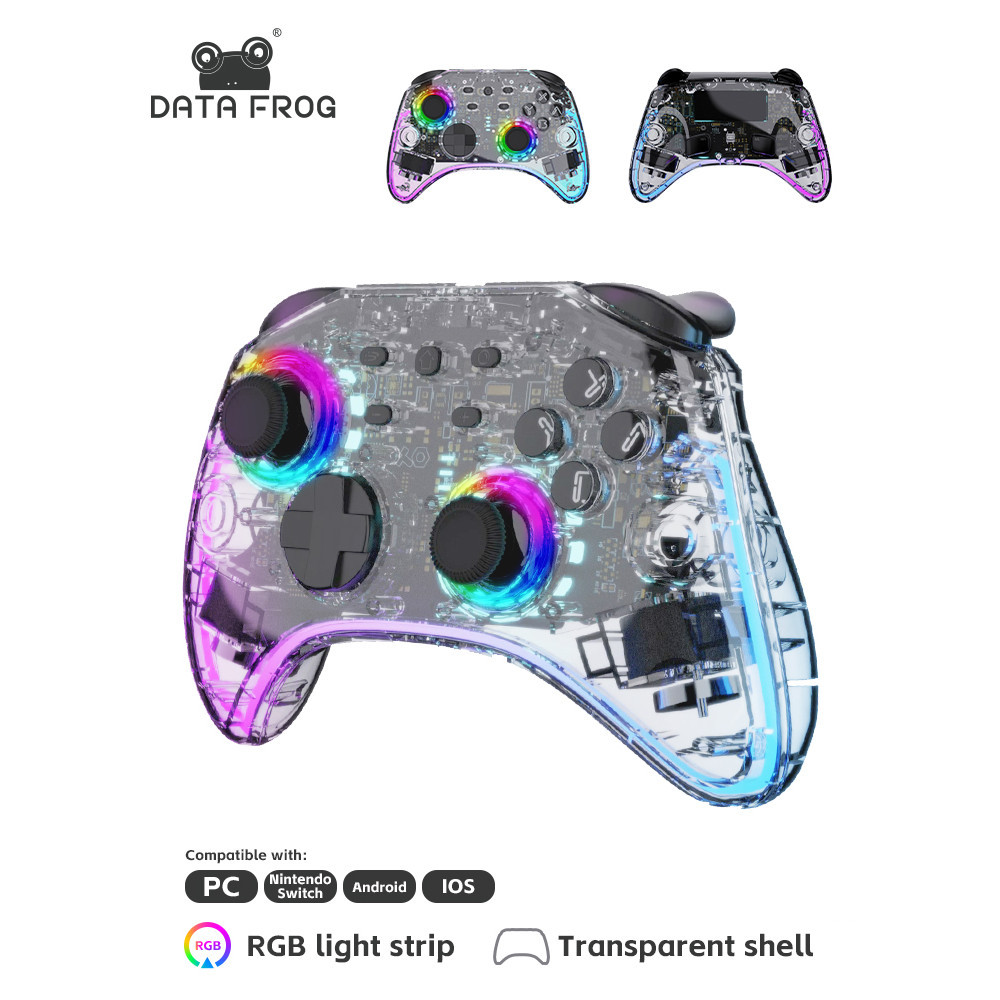 Jual LED Transparent Wireless Gamepad Controller with Headset Jack RGB ...