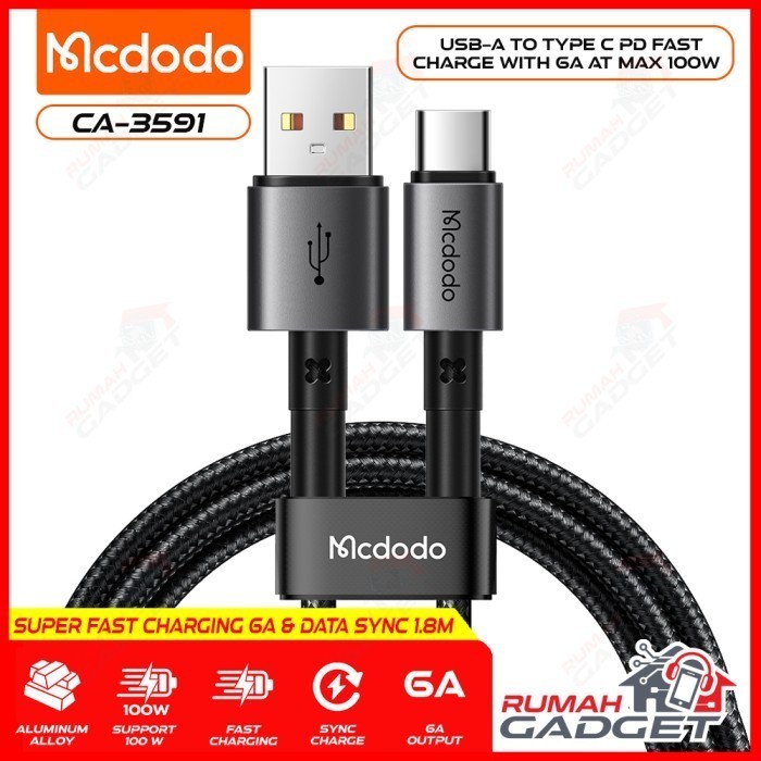 Jual MCDODO - 100W 6A Type C Data Cable - 6A - Max 100W - USB Type A to ...
