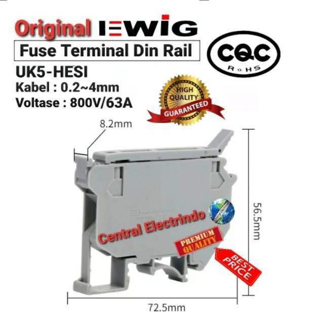 Jual UK5-HESI Fuse Terminal Block Din Rail EWIG (0.2~4mm) 800V/6.3A. | Shopee Indonesia