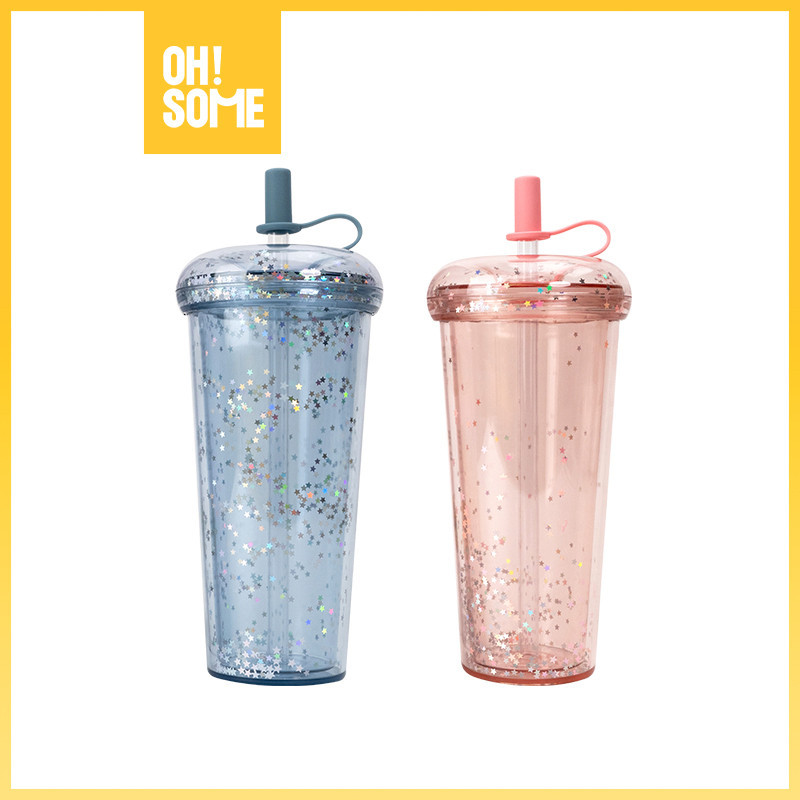 Jual OH!SOME SLADKO Lettering Glass Gelas Tumbler Sedotan Dengan Tutup 520ml | Shopee Indonesia