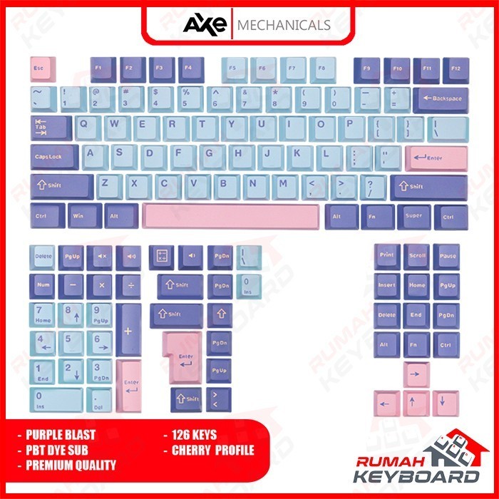 Jual AXE MECHANICALS - Cherry - Purple Blast - Pbt Keycap - Dye Sub ...
