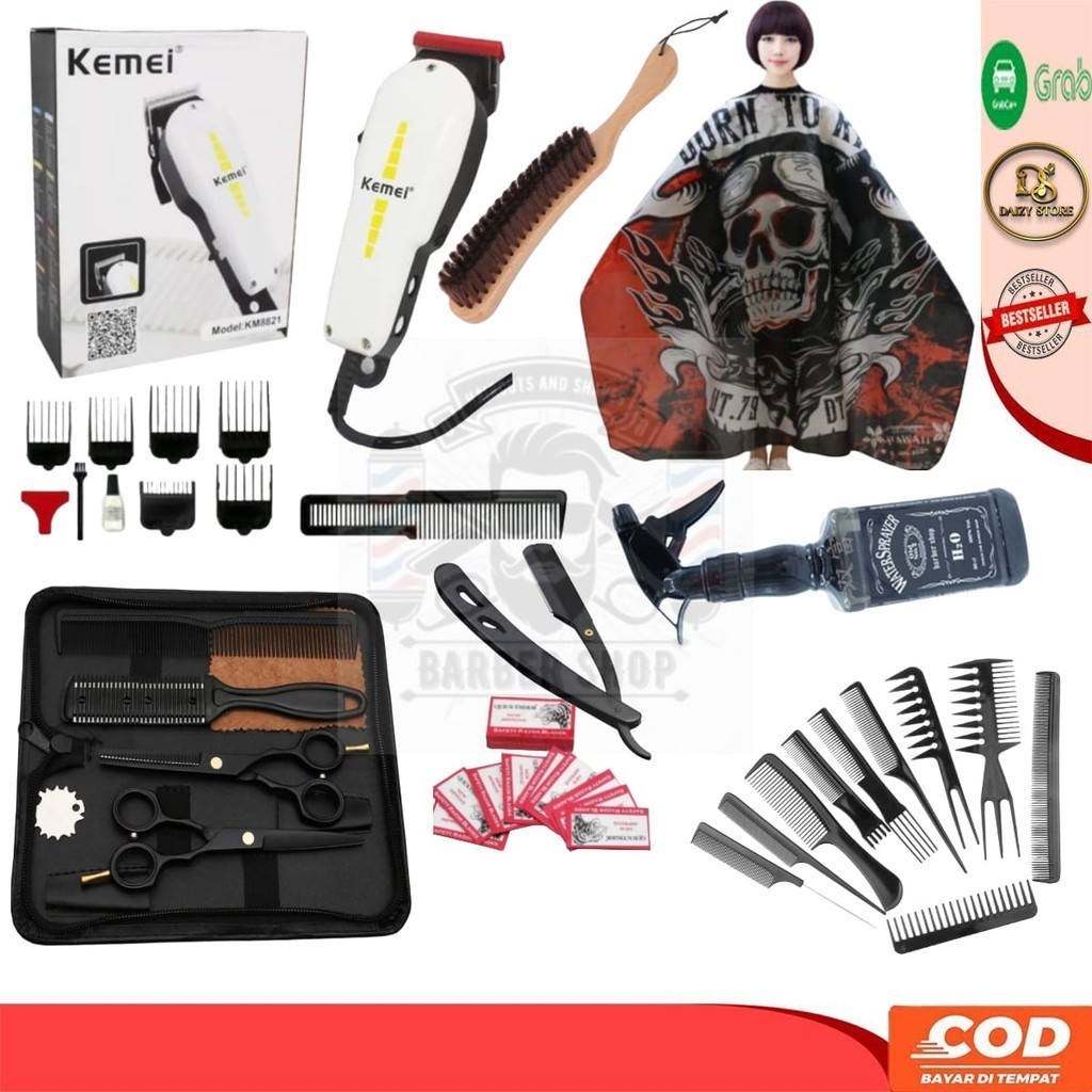 Jual [COD] Paket Alat Cukur Rambut Elektrik Kemei 8821Profesional Barbershop Gunting Rambut ...
