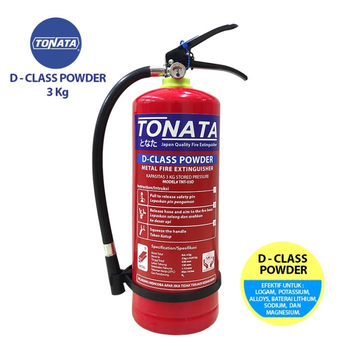 Jual APAR D-Class Powder 3 Kg Tonata / APAR 3Kg Logam Baterai | Shopee ...