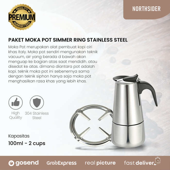 Jual Roux Paket moka pot stainless + tatakan kompor simmer ring | alat ...