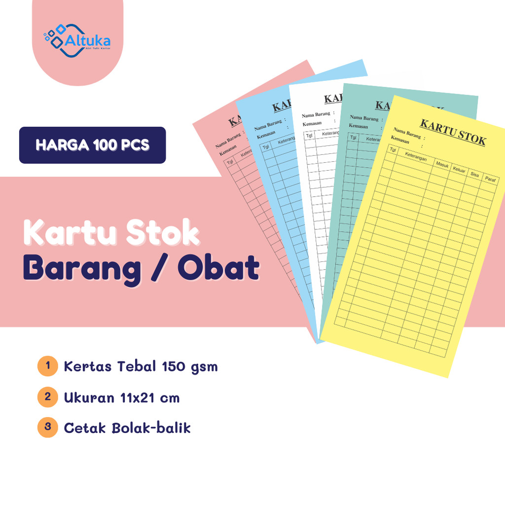 Jual (100 lembar) Kartu Stok Barang / Kartu Stok Obat Ukuran 11x21 cm ...