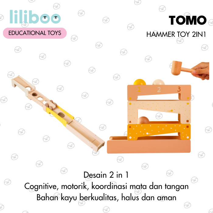 Jual LILIBOO TOMO Mainan Edukasi Anak Montessori Kayu Hammer Toy 2in1 ...
