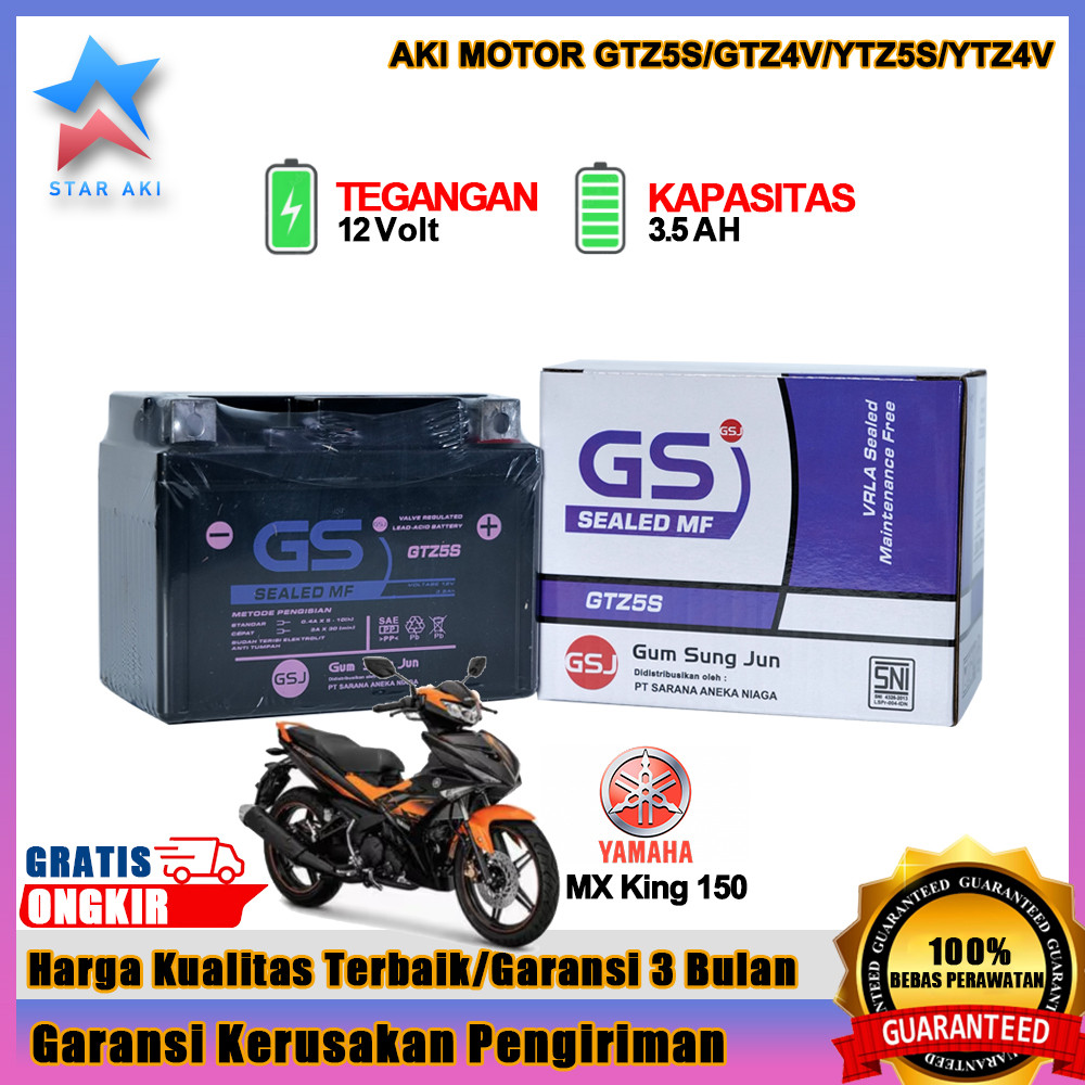 Jual Aki Motor Yamaha MX king 150 Aki Kering Accu Kering MF GTZ5S ...