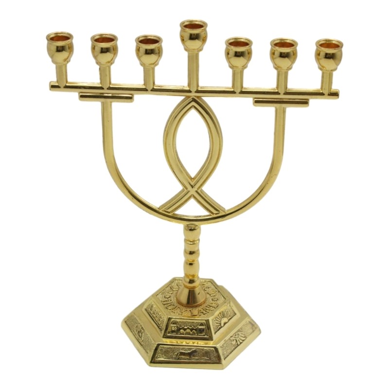 Jual 12 Tribes Menorah Jewish 7 Branch Holder Fish Jerusalem Temple ...