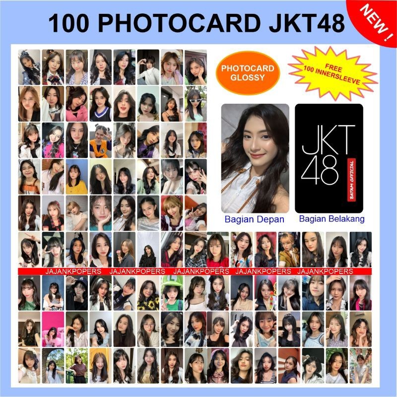 Jual FOTO CARD JKT 48 (GLOSSY) 100 PHOTOCARD JKT48 FREE INNERSLEEVE ( PC PREMIUM) | Shopee Indonesia