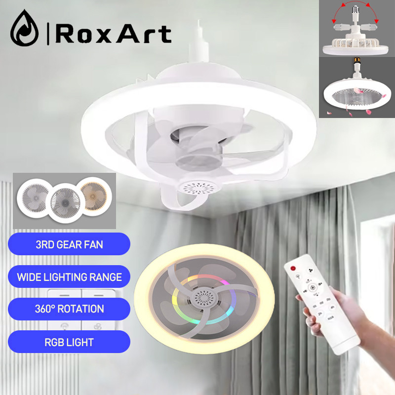 Jual Roxart 3in1Lampu Kipas Angin Remote 50W E27 Plafon Fan Ceiling ...