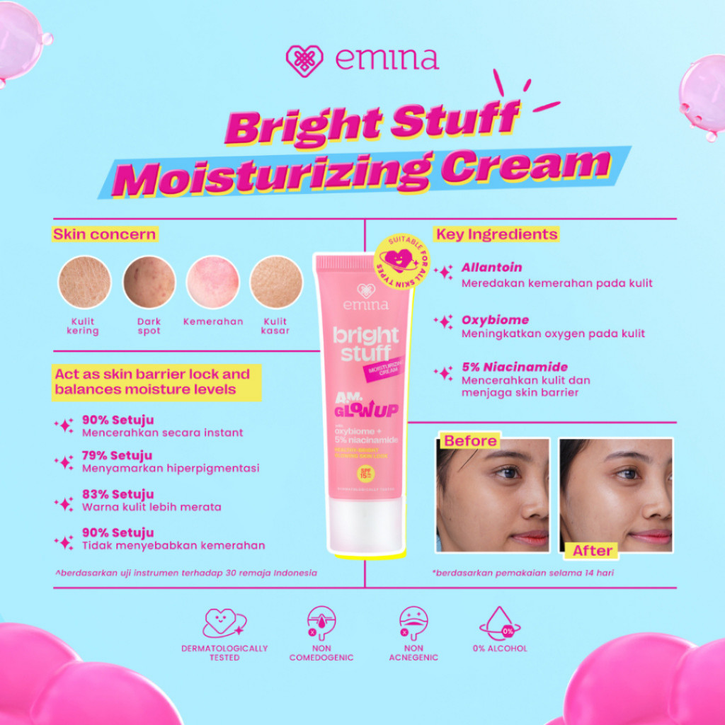 Jual Emina Bright Stuff Moisturizing Cream 20 ml | Shopee Indonesia