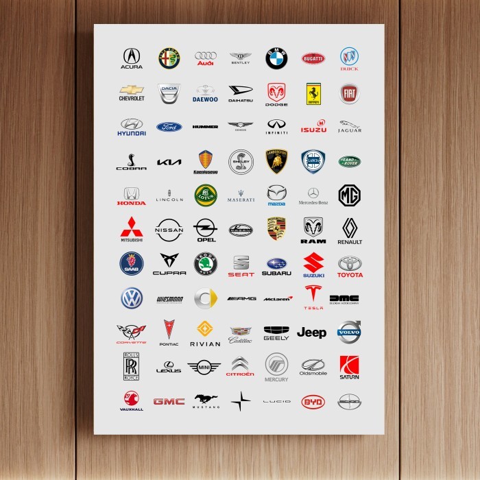 Jual Poster LOGO BRAND MOBIL Dunia Poster Premium frame kayu Automotive ...