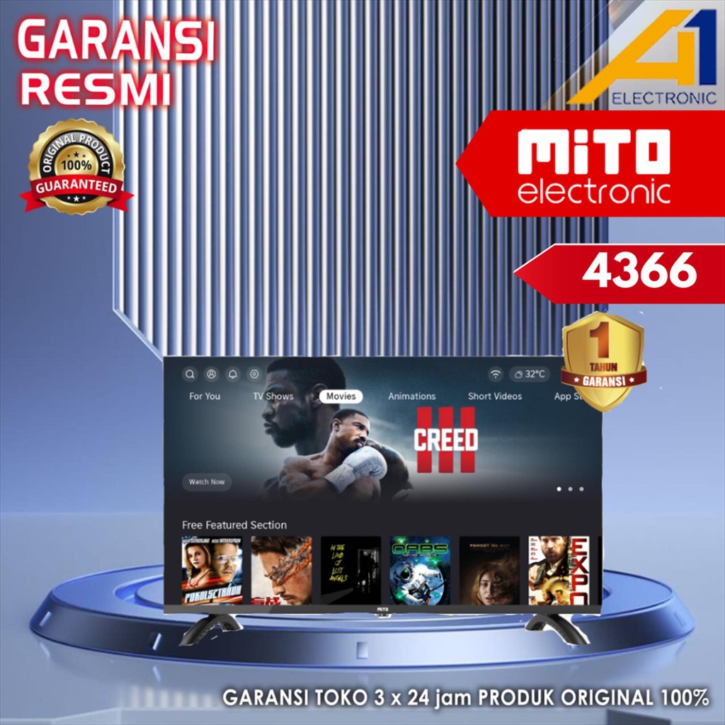 Jual MITO Smart LED TV 4366 43 Inch - OS Coolita 2.1 - HD Ready ...