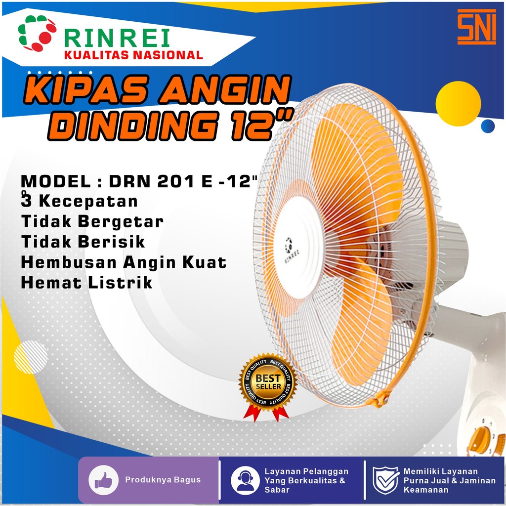 Jual Kipas Angin Dinding 12 inc Kualitas Nasional Wall Fan RINREI Bergaransi Resmi 1 Tahun ...