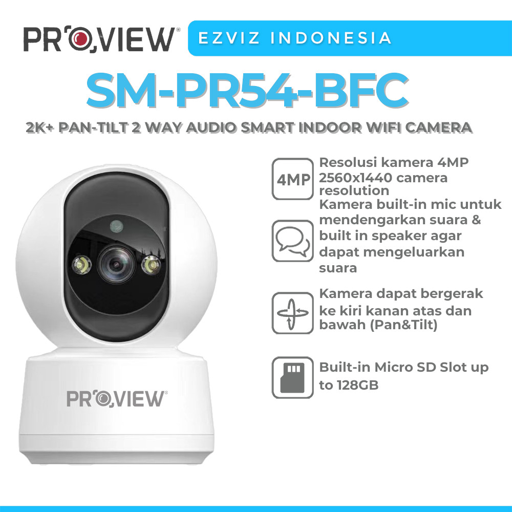 Jual PROVIEW SM-PR54-BFC 4MP 2K+ PAN-TILT 2 WAY AUDIO SMART INDOOR WIFI ...