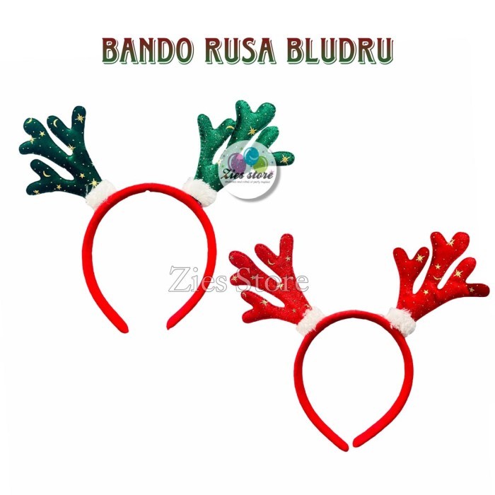 Jual HM-21 Bando Natal Tanduk Rusa bludru star moon / Head Band Merry ...