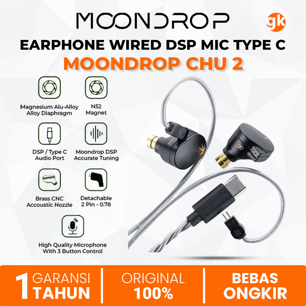 Jual MOONDROP Chu 2 Earphone DSP in-Ear Monitors Type-C Plug Headset With Microphone Chu2 Chu II ...