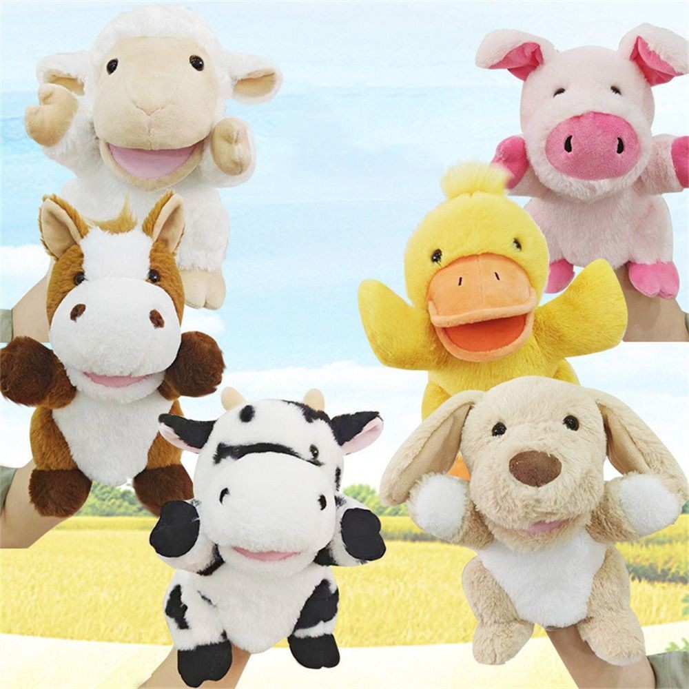 Jual Movable Open Mouths Plush Animal Puppets Cow Duck Pig Stuffed ...