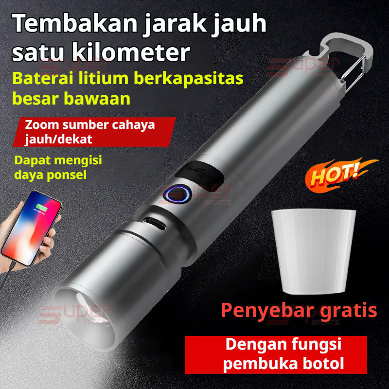Jual 【Produk super tunggal Kap lampu gratis】Senter Led Isi Ulang/Senter cahaya kuat baru/Lampu ...