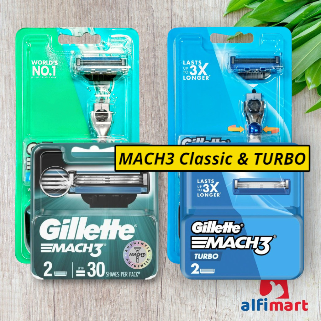 Jual Gillette Mach 3 Turbo dan Mach3 Classic Handle + Cartridge / Pisau ...