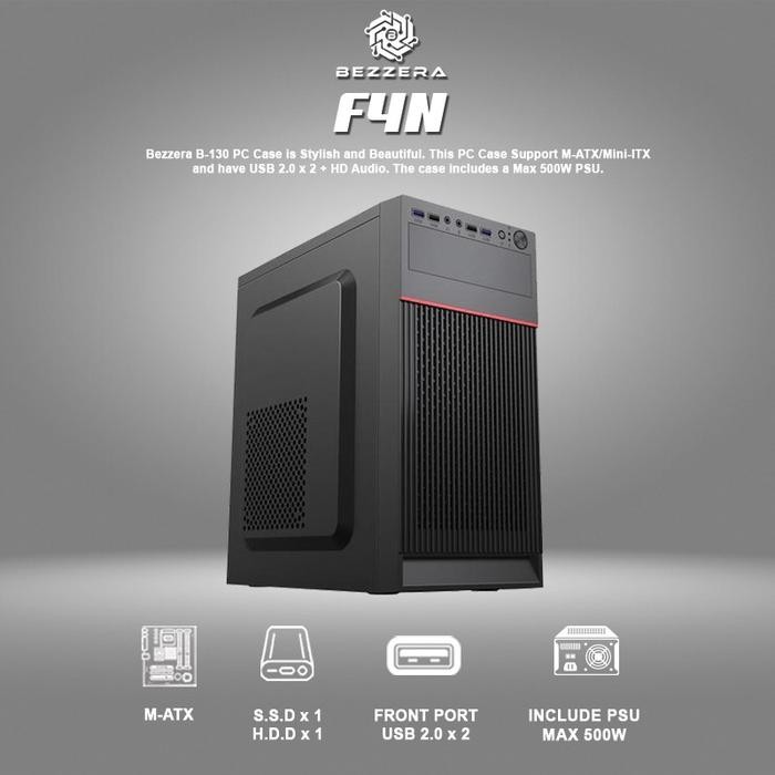 Jual Casing PC Office Bezzera F4N | M-ATX/ITX | Include PSU Max 500W | Shopee Indonesia