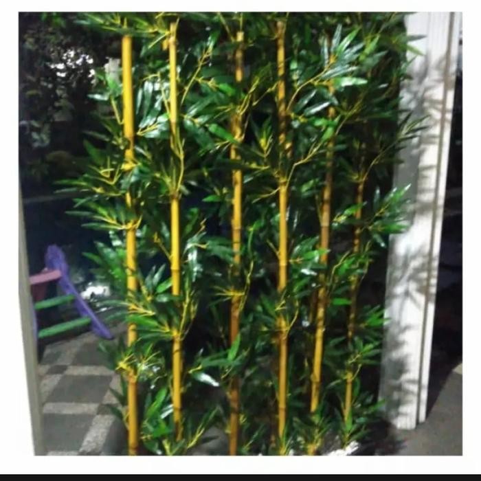 Jual batang bambu plus daun/bambu partisi/bambu artificial - 100 cm ...