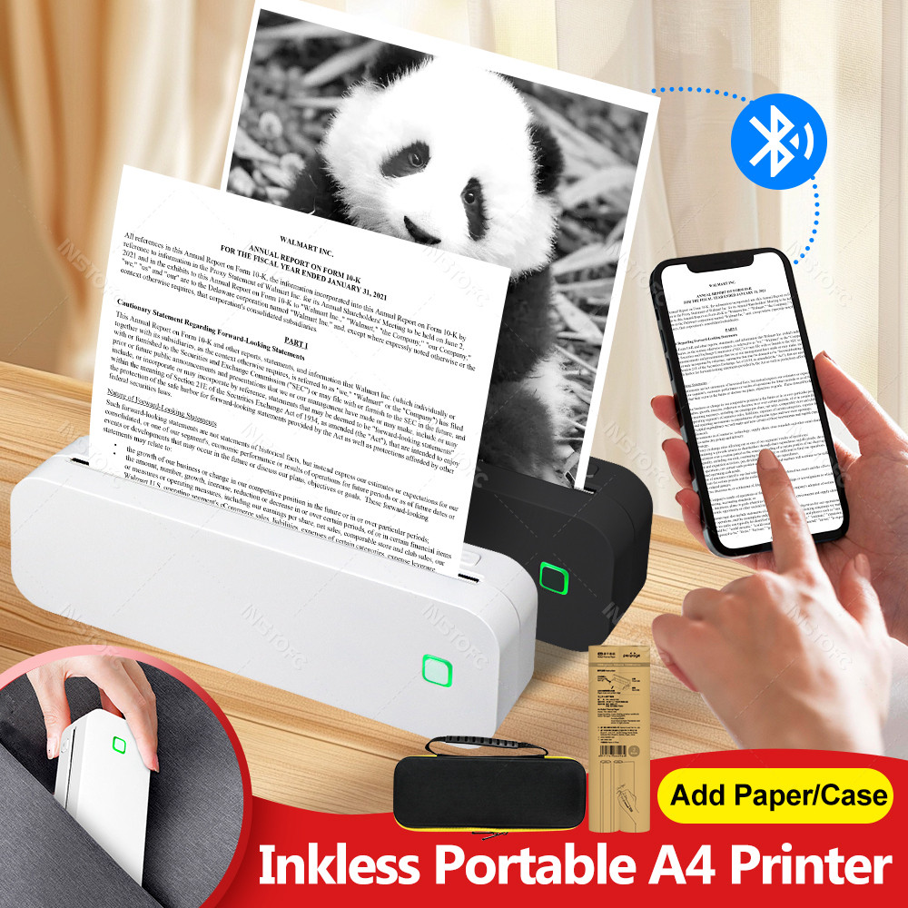 Jual Inkless A4 Portable Thermal Printer Supports A40 Thermal Paper ...