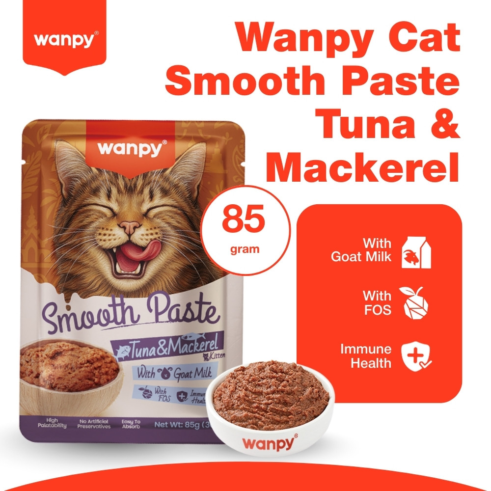 Jual Wanpy Cat Smooth Paste Makanan Kucing Basah Pouch Tuna and ...