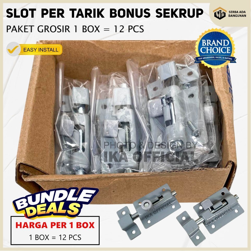 Jual SAB 1 Box = 12 PCS Grendel Tower Bolt Abu 2 Inch Inci Selot Kunci ...