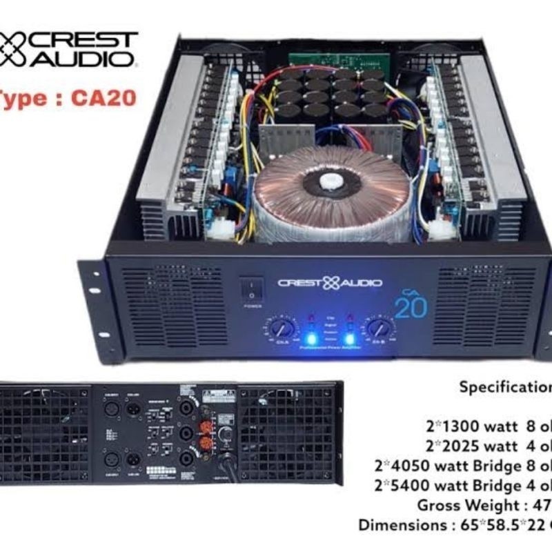 Jual POWER AMPLIFIER CREST AUDIO CA-20 POWER 2 X 1300W 8 OHM 2 X 2000W ...