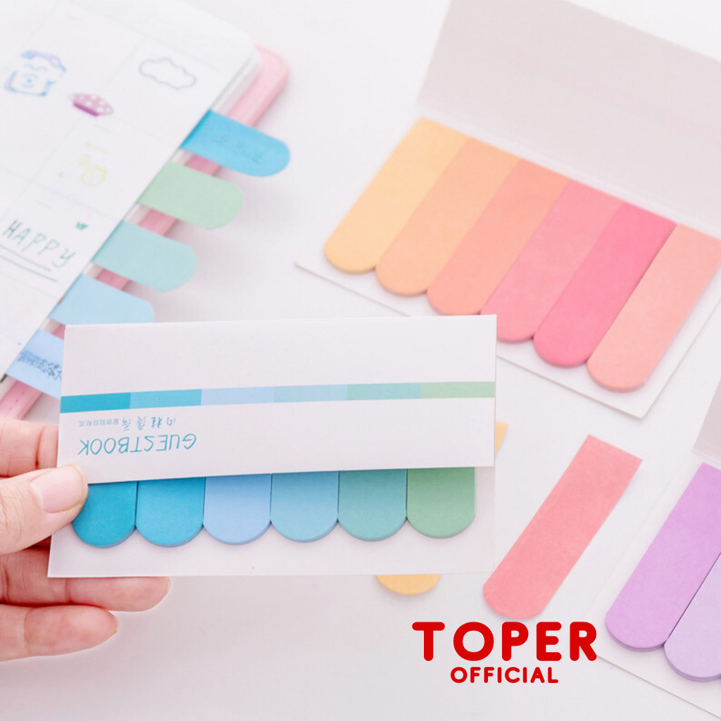 Jual TOPER Sticky Notes Isi 120 Lembar Gradasi 6 Warna Rainbow Lucu ...