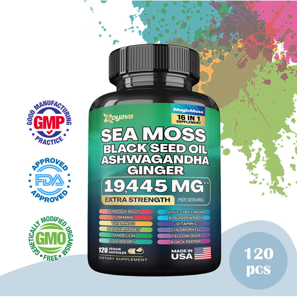 Jual Zoyava Organic Sea Moss 16-in-1 19,445MG Power Capsules and ...