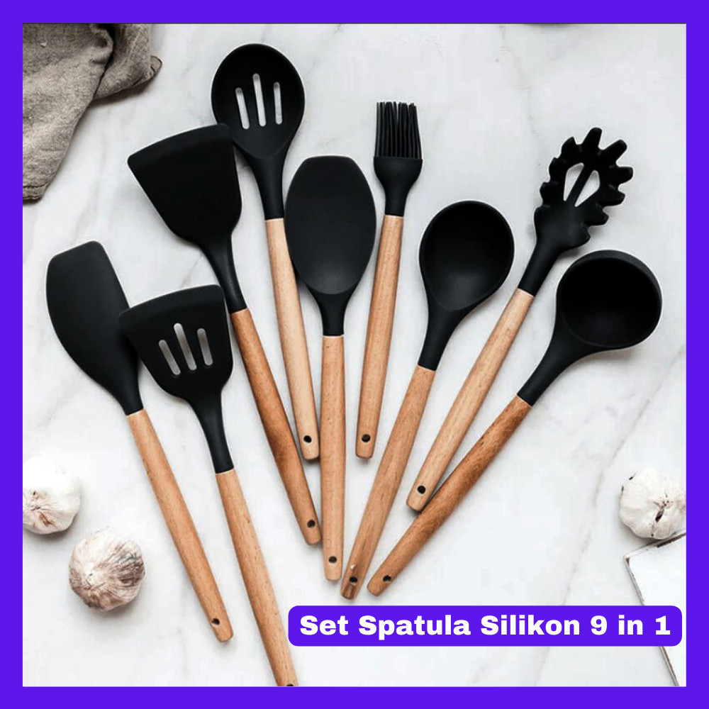 Jual TokoMaspul-COD-9 in 1 Set Alat Masak Sutil Sodet Silicone Spatula ...