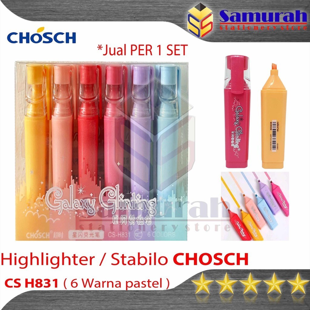 Jual Highlighter Gliter Chosch H831 / Spidol Penanda Warna Pastel Kilap ...