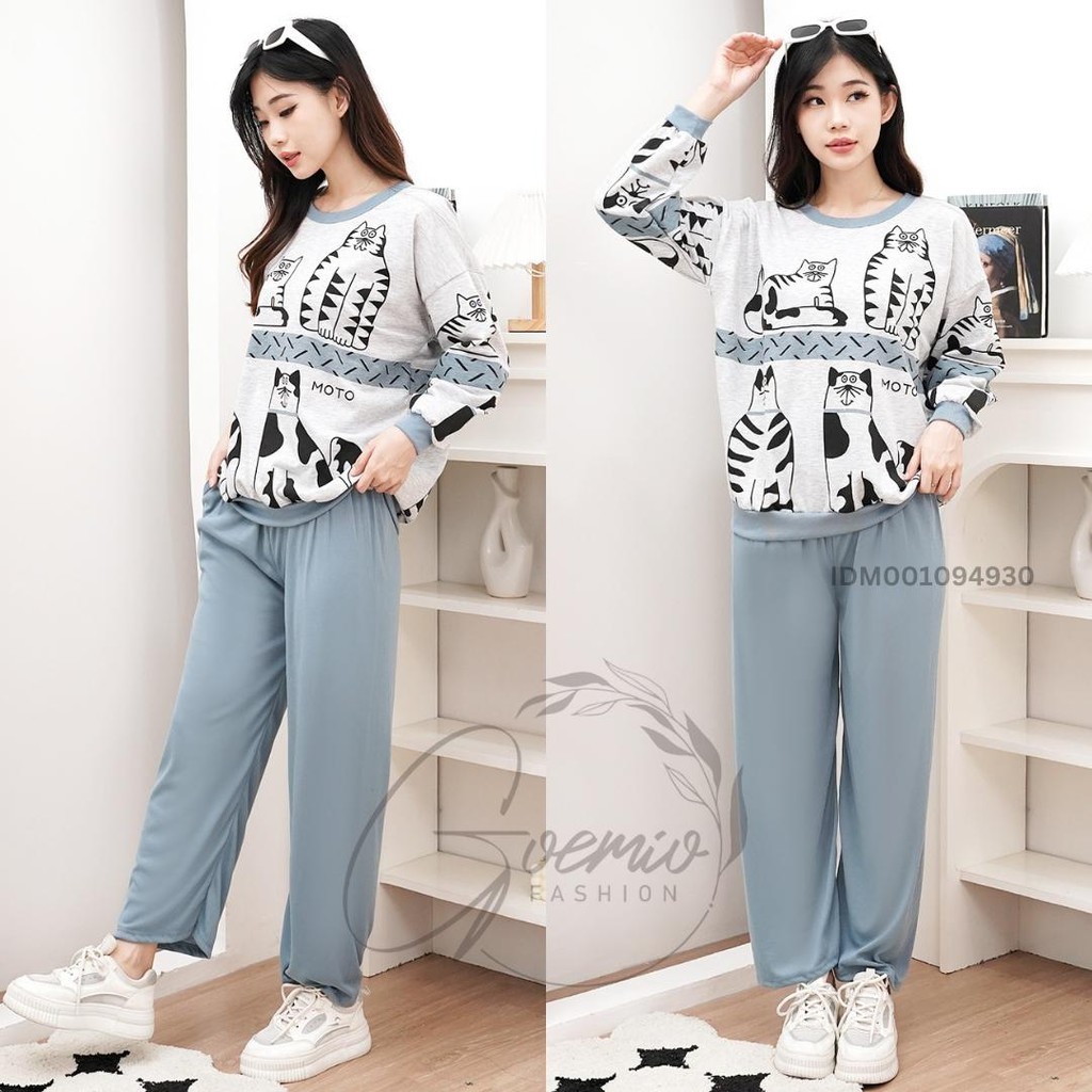Jual iLook LD 120 One Set Cattie Setelan Rajut Knit Combi Atasan Motif Dan Celana Panjang Wanita ...