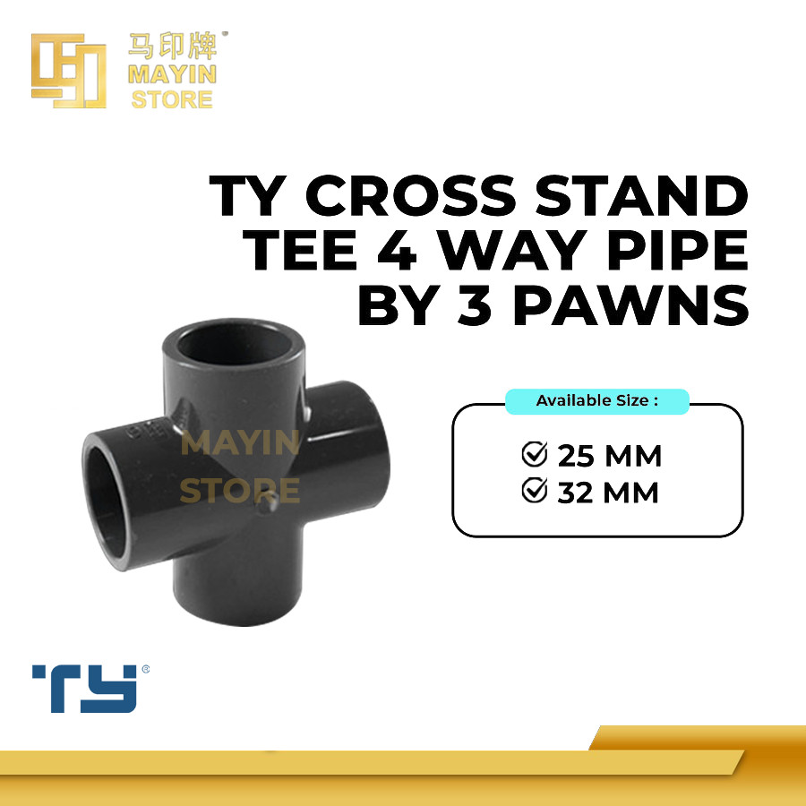 Jual TY K50 Cross Stand Tee Four 4 Way Pipa Pipe U-PVC by 3 Pawns | Shopee Indonesia